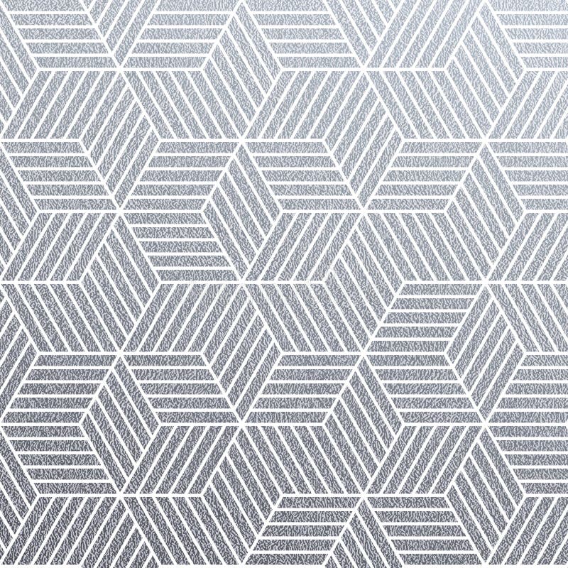 Geometric Silver 3D Cubes Seamless Pattern with Glitter Texture of ...