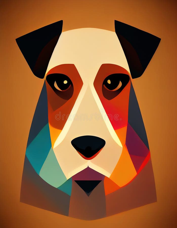 Geometric Simple Dog Portrait. Flat Illustration. Digital Illustration ...