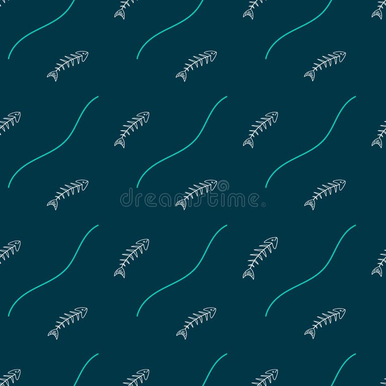 Geometric Simple Minimalistic Seamless Vector with Turquoise Fish ...