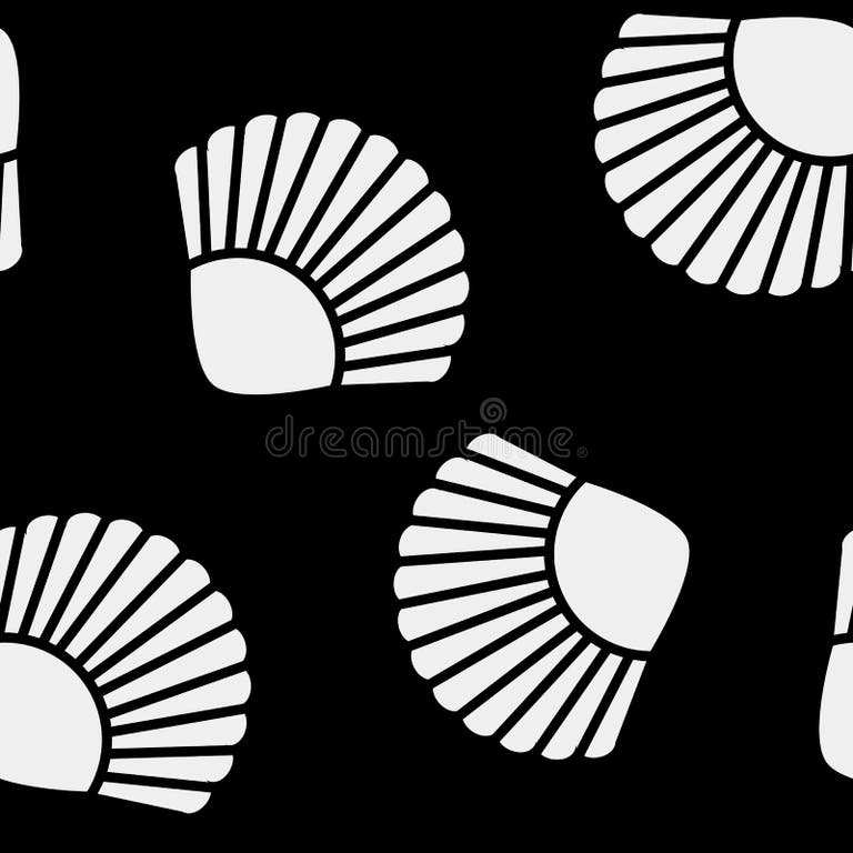 Geometric Simple Monochrome Minimalistic Vector Holiday Pattern, Shell ...