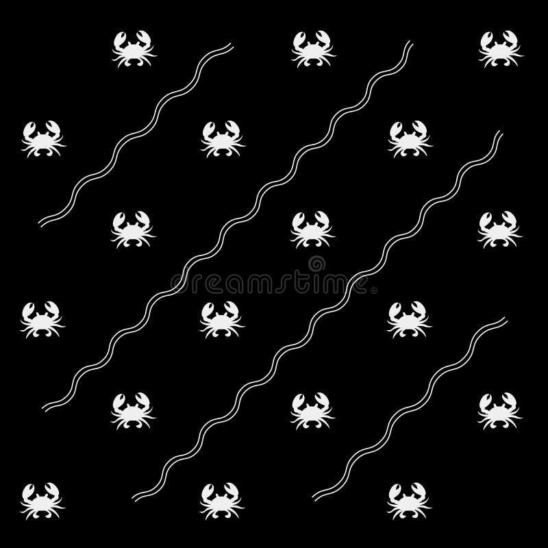 Geometric Simple Monochrome Minimalistic Vector Marine Pattern, Crabs ...