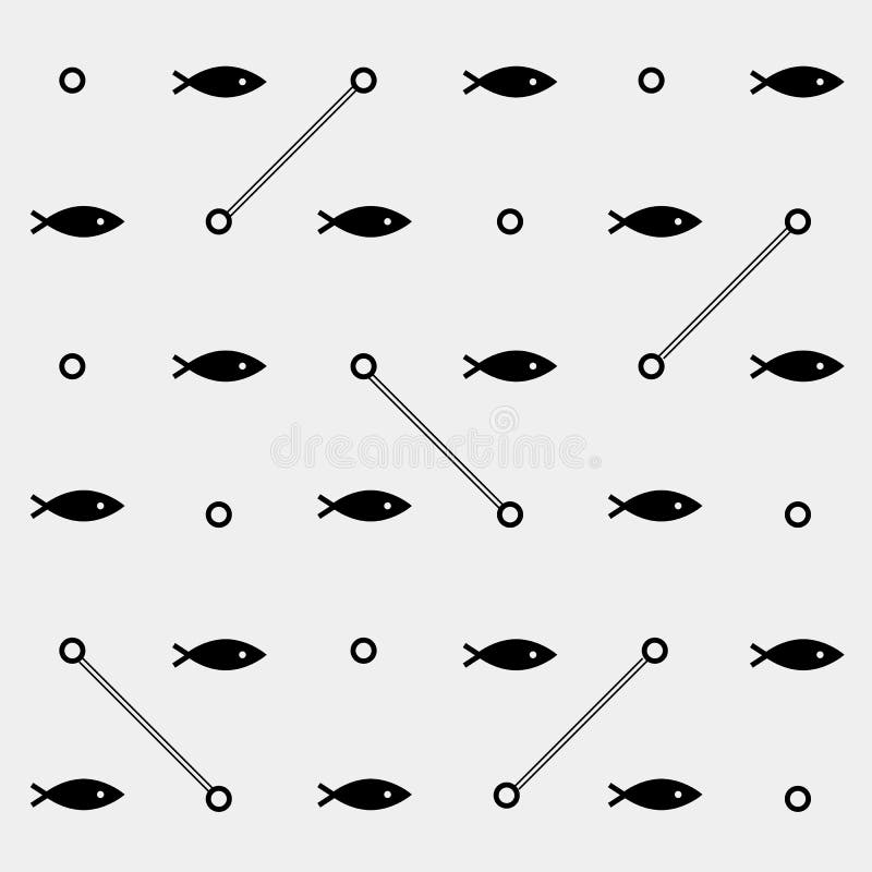 Geometric Simple Monochrome Minimalistic Vector Marine Pattern, Fish ...