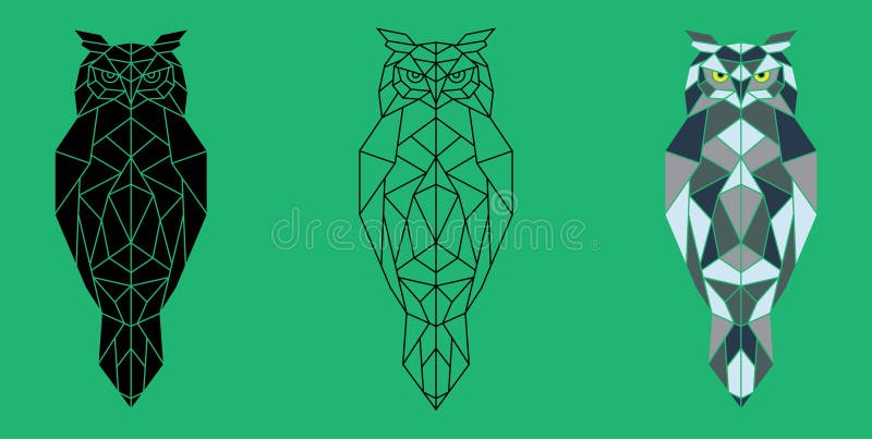 Geometric Simple Polygonal Owl Illustration, Vector Picture Stock ...