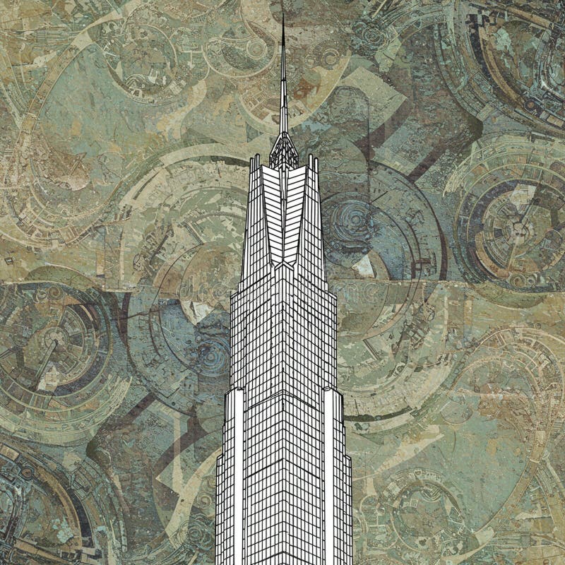 Geometric Skyscraper Illustration with a Futuristic Design, Featuring ...