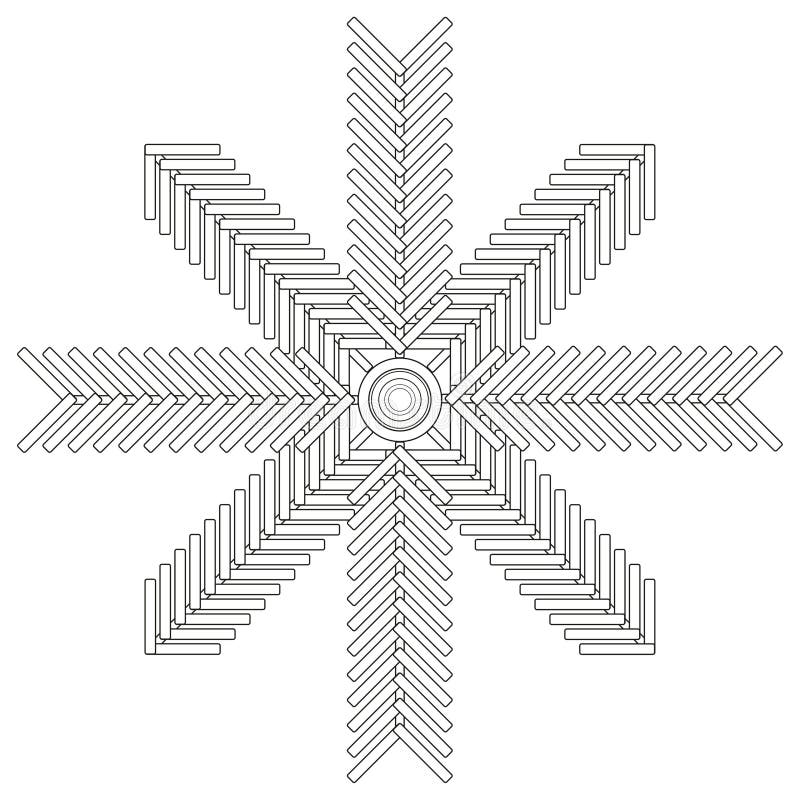 Geometric Snowflake Illustration. Abstract Linear Pattern. Star-shaped ...