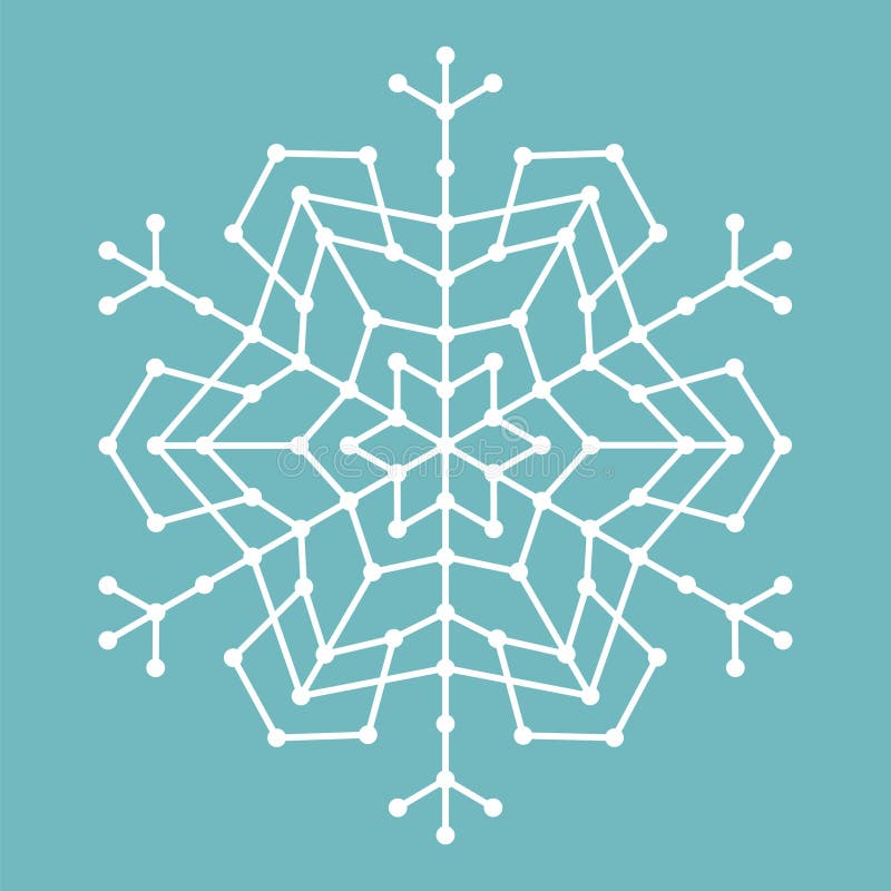 Geometric Snowflake with Lines and Circles Stock Vector - Illustration ...