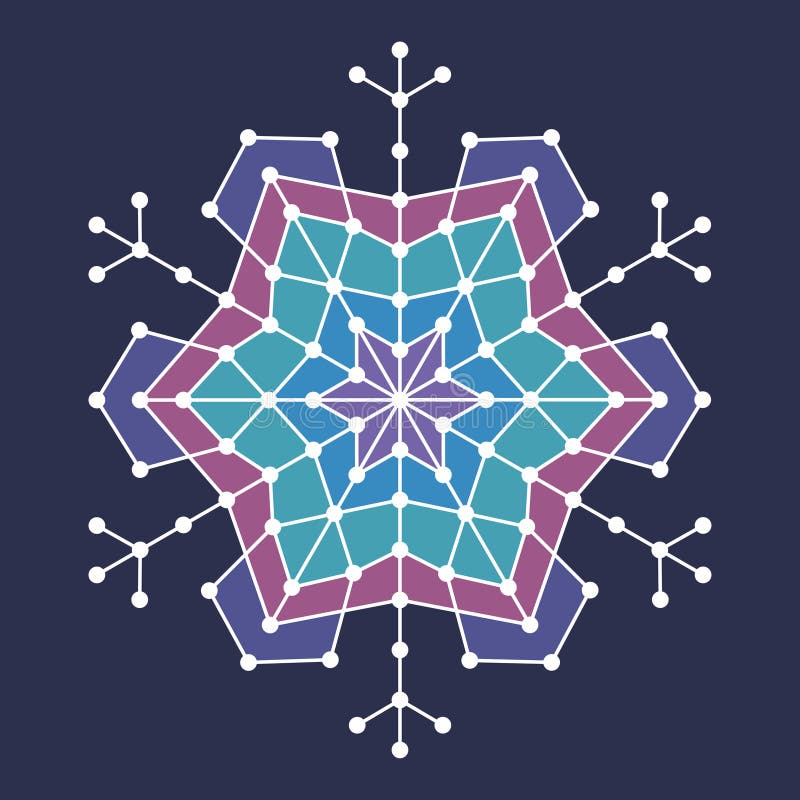 Geometric Snowflake with Lines and Circles Stock Vector - Illustration ...