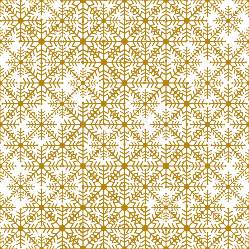 Christmas Gold Seamless Snowflake Texture on White Background. Stock ...