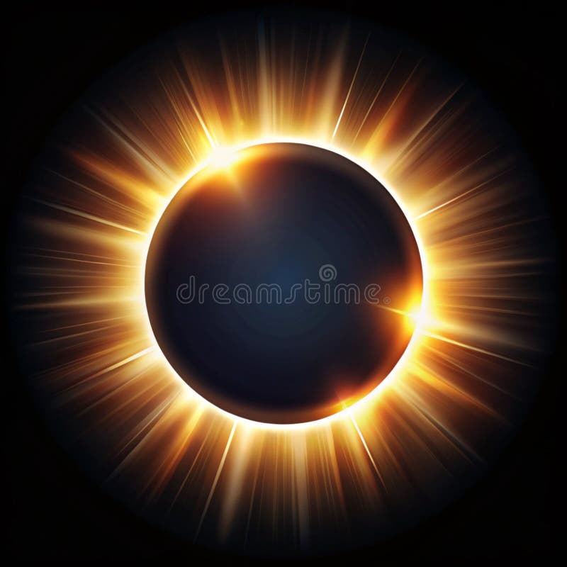 Geometric Solar Eclipse with Light Halo Stock Illustration ...
