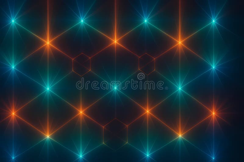 A Geometric Space Embellished with Abstract Diamond-shaped Light Beams ...