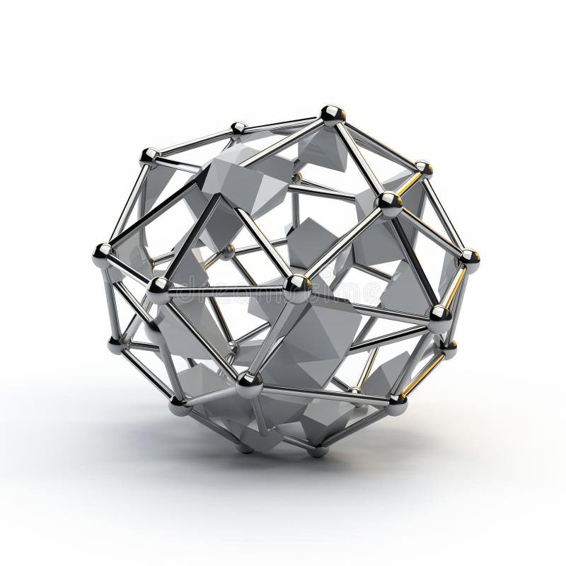 Geometric Sphere with Interconnected Metal Rods and Spheres Stock ...