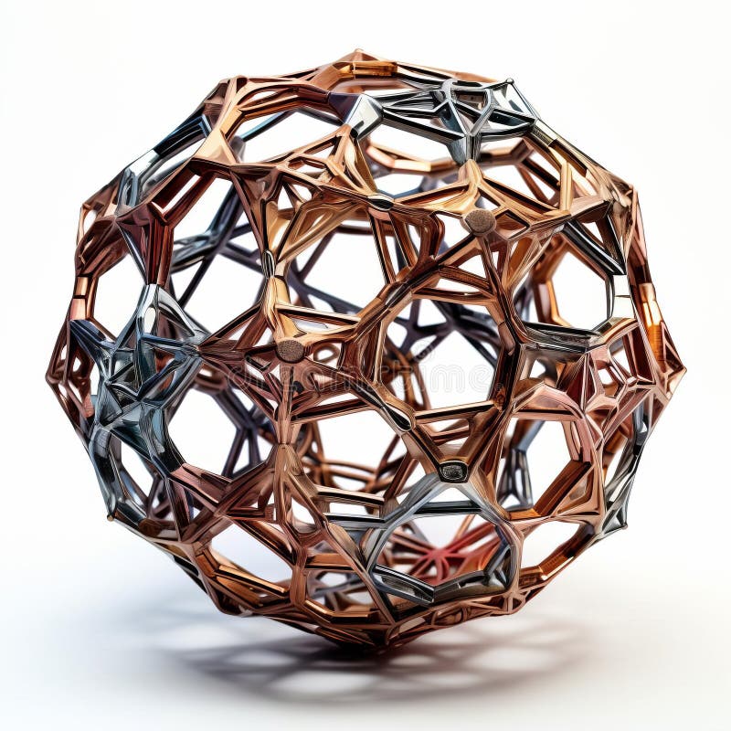Geometric Sphere with Intricate Hexagonal Shapes on White Background ...