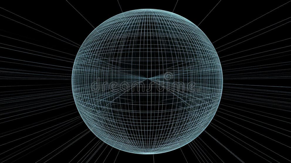 Geometric Sphere Line Art Illustration Abstract Sphere Wireframe Grid ...
