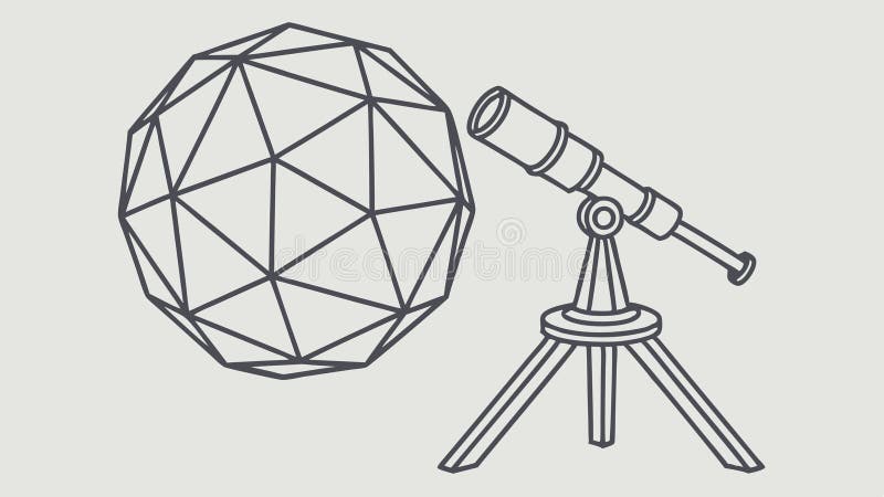 Geometric Sphere and Telescope Vector Illustration, Astronomy and ...