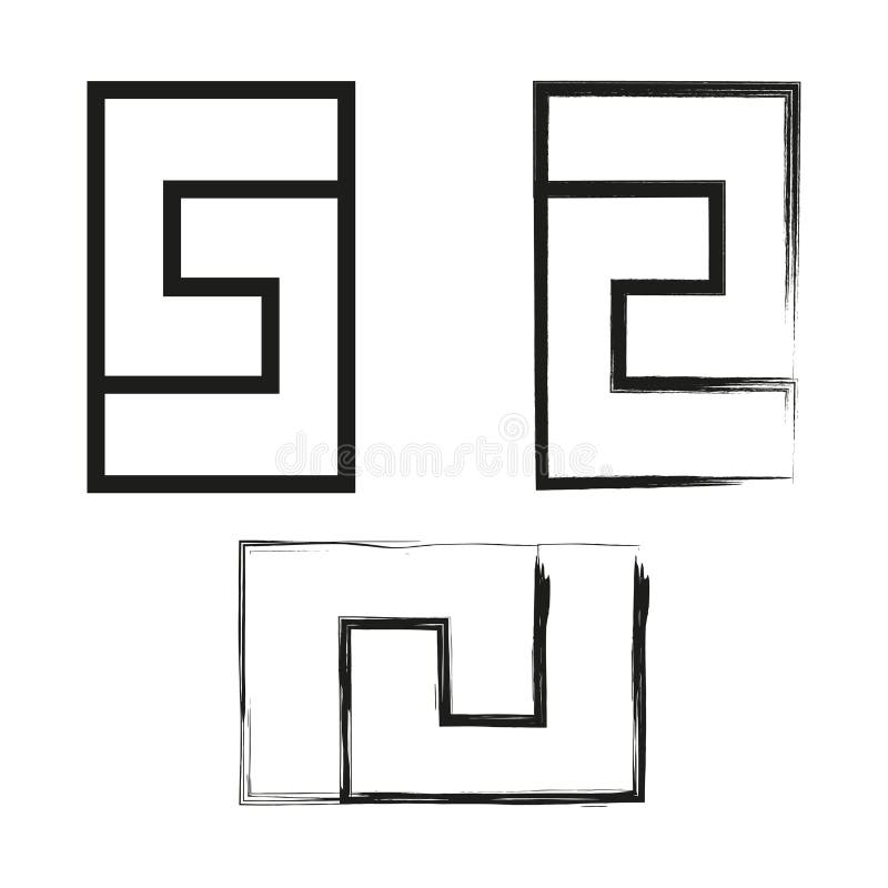 Geometric Spiral Shape. Vector Abstract Figure. Black White Square ...