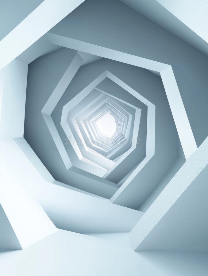 Geometric Spiral Structure Illuminated with Soft Light Presenting a ...