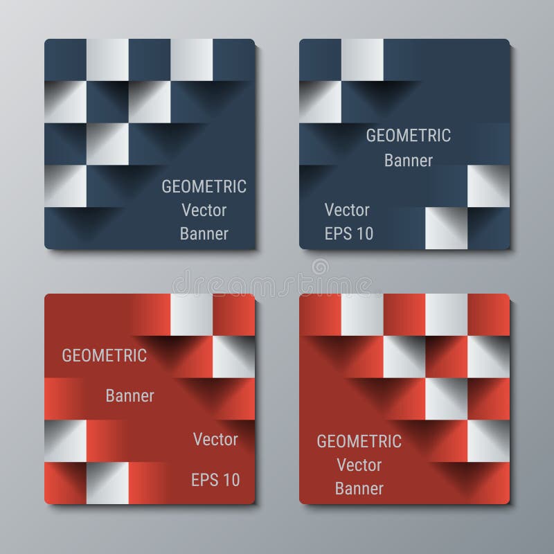 Geometric Square Banners with the 3D Effect for Business Website Stock ...