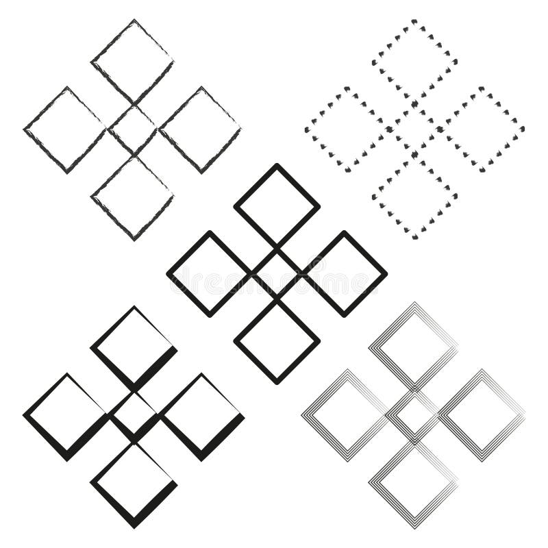 Geometric Square Designs. Abstract Vector Patterns. Black and White ...