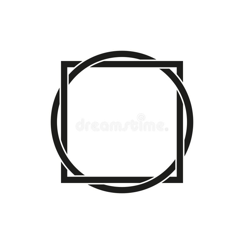 Geometric Square Icon. Intersecting Circle Shape. Bold Black Outline ...