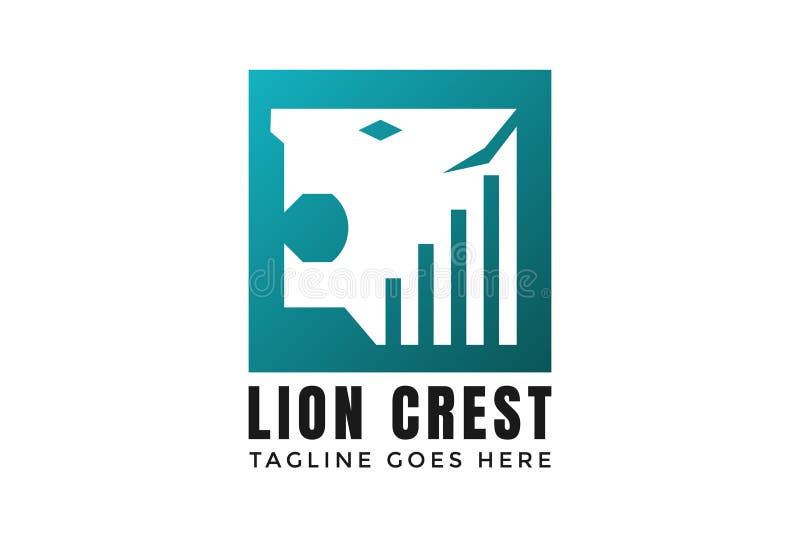 Geometric Square Lion Crest Head Logo Design Stock Vector ...