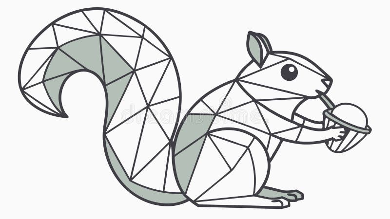 Geometric Squirrel Holding an Acorn, Vector Design Generative AI Stock ...