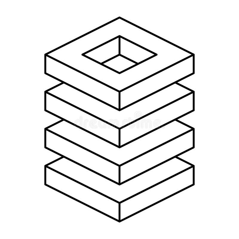 Geometric Stack Outline Vector Illustration Stock Vector - Illustration ...