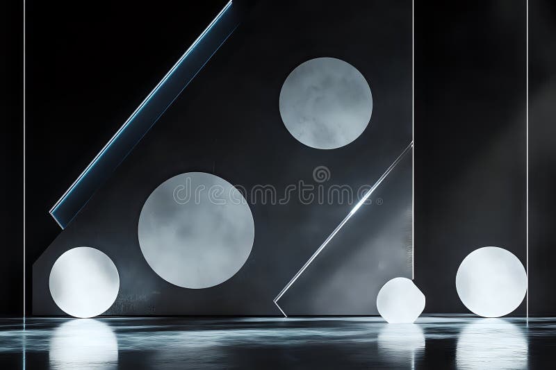Geometric Stage Background Featuring Large Circles and Precise ...