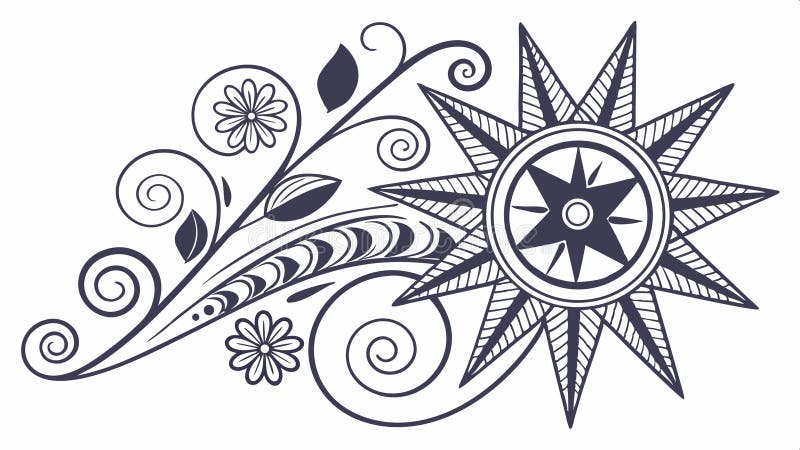 Geometric Star with Compass Rose Abstract Pattern Vector Design ...