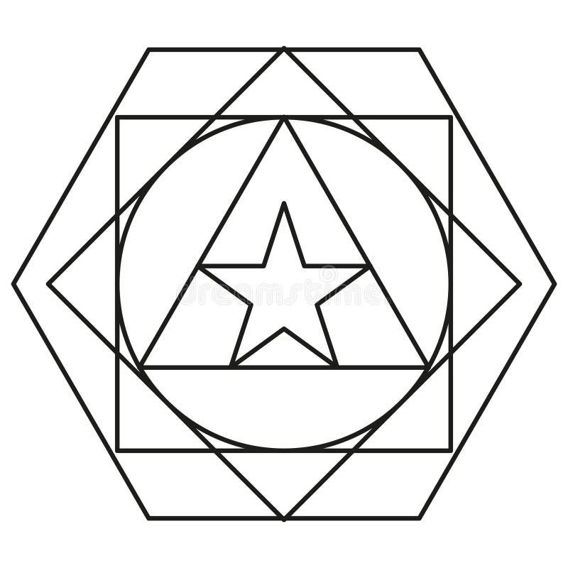 Geometric Star Design. Abstract Outline Shapes. Symmetrical Vector Art ...