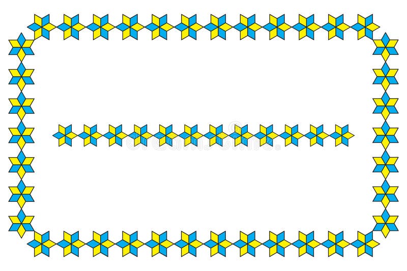 Geometric Star Frame. Yellow and Blue Pattern. Decorative Border Design ...
