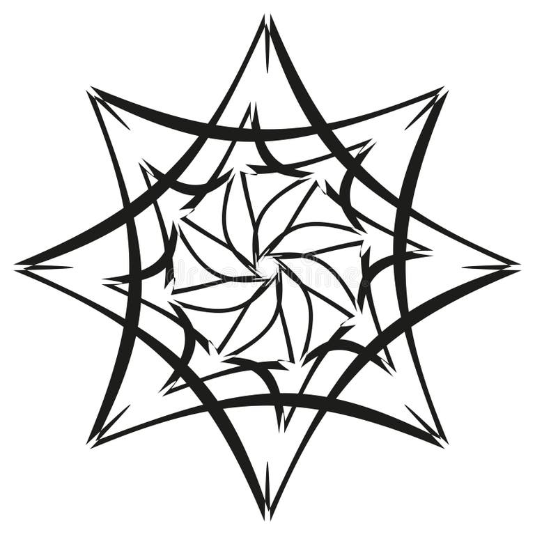 Geometric Star Icon. Angular Mandala Pattern. Interlaced Spoke Vector ...