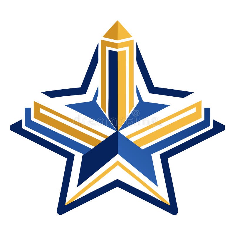 Geometric Star Logo with Blue and Gold Layers on White Stock Vector ...