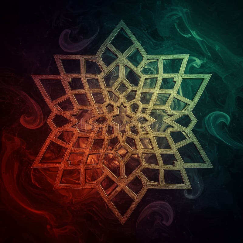 Geometric Star Pattern Featuring Symmetrical, Interlocking Shapes with ...