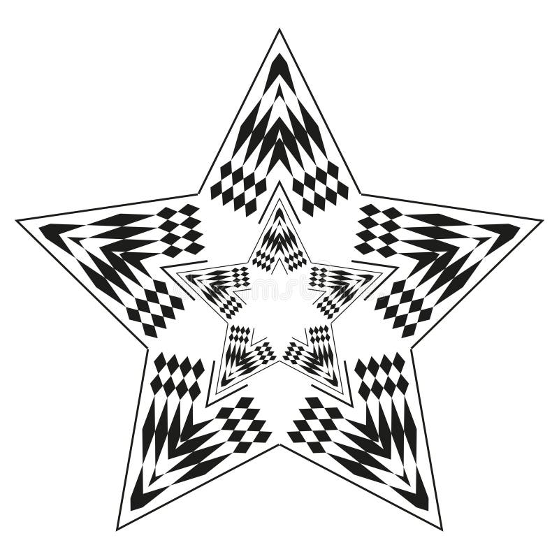 Geometric Star Pattern. Optical Illusion Shape. Bold Black Geometry ...