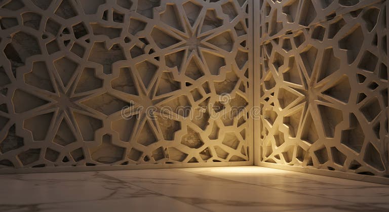 Geometric Star Pattern on Wall with Low Lightning Stock Illustration ...