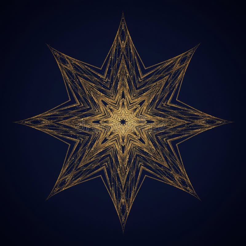 A Geometric Star Shape with Intricate, Symmetrical Patterns in Gold ...