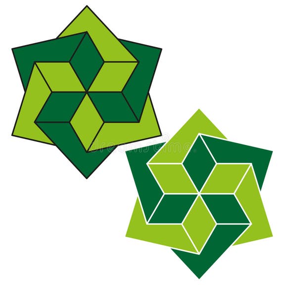 Geometric Star Shapes. Optical Illusion Design. Isometric Cube Patterns ...