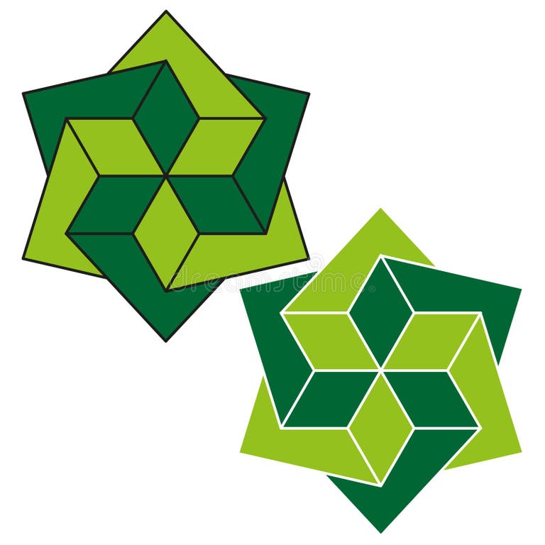 Geometric Star Shapes. Optical Illusion Design. Isometric Cube Patterns ...