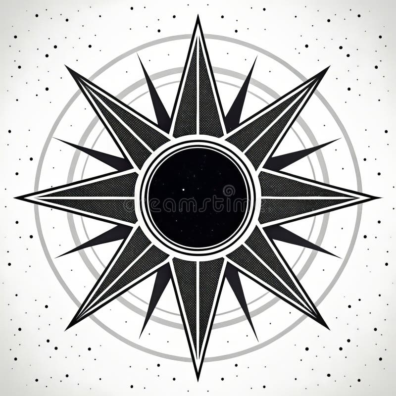 Geometric Starburst Black and White Cosmic Design, Space, Mandala Space ...