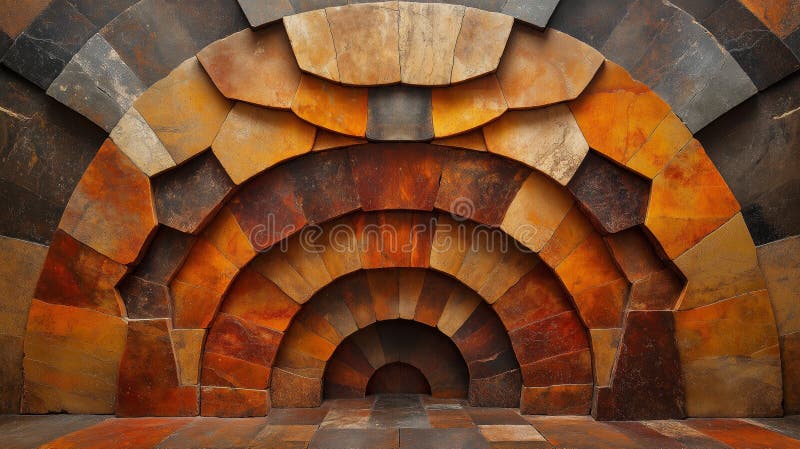 Geometric Stone Arch Pattern in Warm Earth Tones, Abstract ...