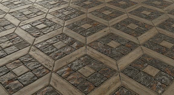 Geometric Stone Tile Floor Featuring a Repeating Diamond Pattern. Each ...