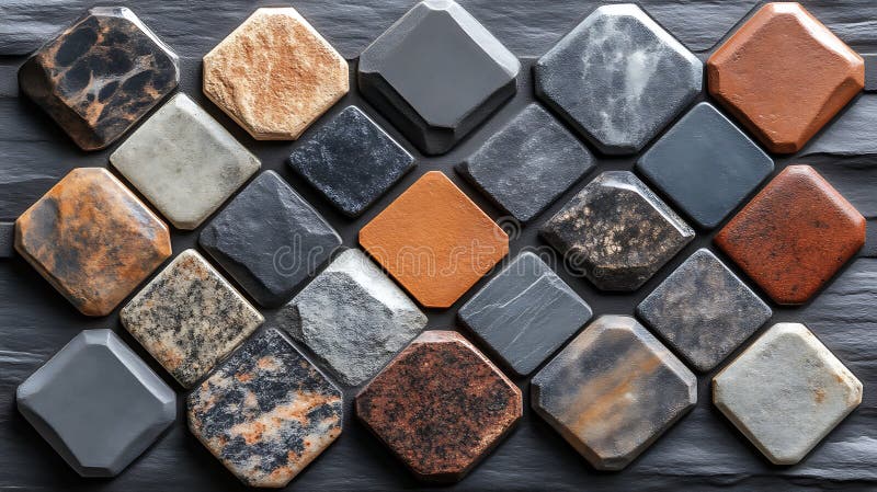 Geometric Stone Tile Samples Arranged in a Pattern Stock Illustration ...