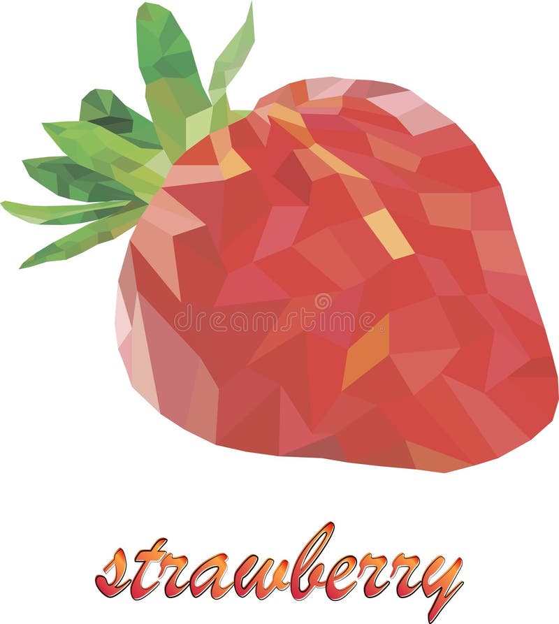 Geometric Strawberry Drawn in Low-poly Stock Vector - Illustration of ...