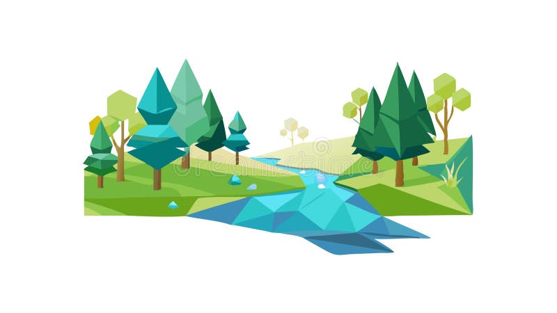 Geometric Stream Landscape Abstract Design Element Icon Vector Design ...