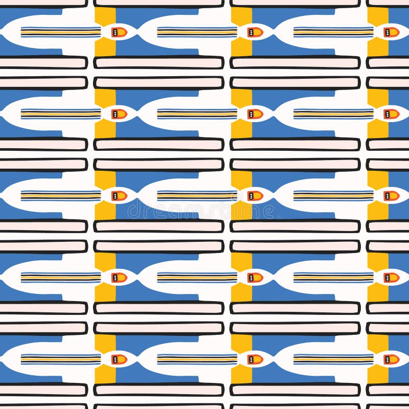 Geometric Stripes Seamless Vector Pattern Yellow and Blue Stock Vector ...