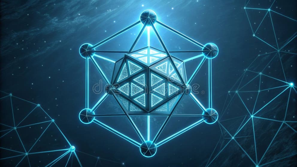Polygonal Blockchain Structure with Central Steel-glass Node and Twelve ...