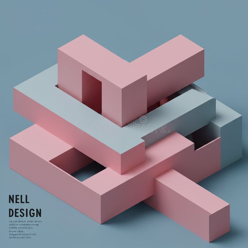 Geometric Structure Composed of Interlocking Rectangular Prisms in Pink and Light Stock ...