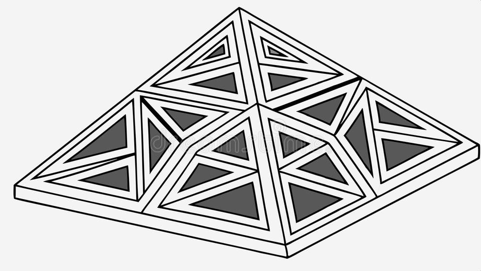 Geometric Structure Illustration Resembling a Segmented Pyramid Vector ...