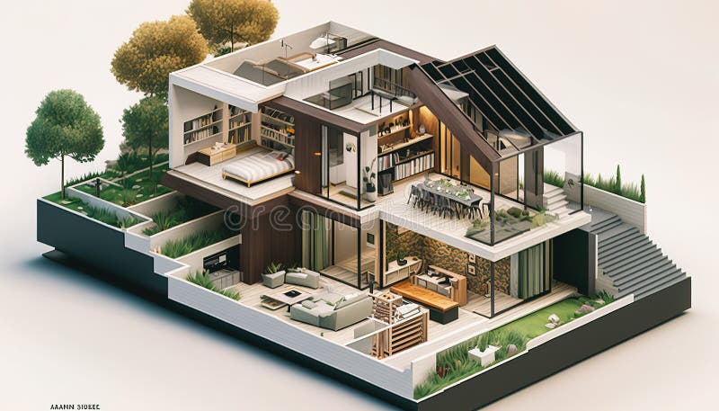 Geometric Structure of a Modern Home with Simplistic Interiors and ...