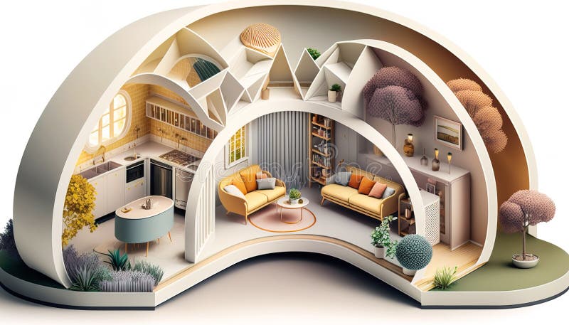 Geometric Structure of a Modern Home with Simplistic Interiors and ...